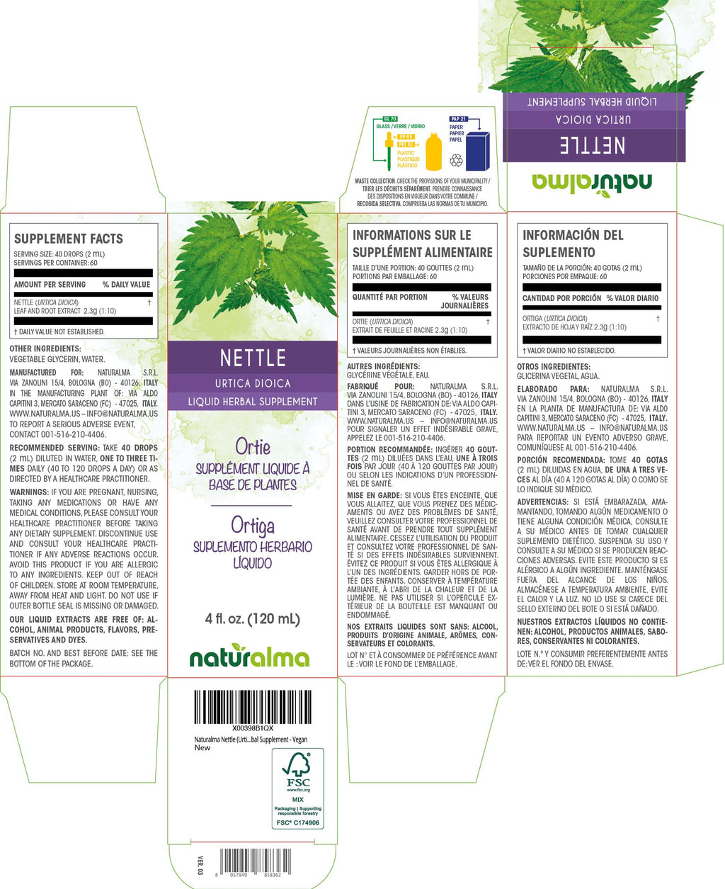 Alcohol-free nettle leaf extract drops