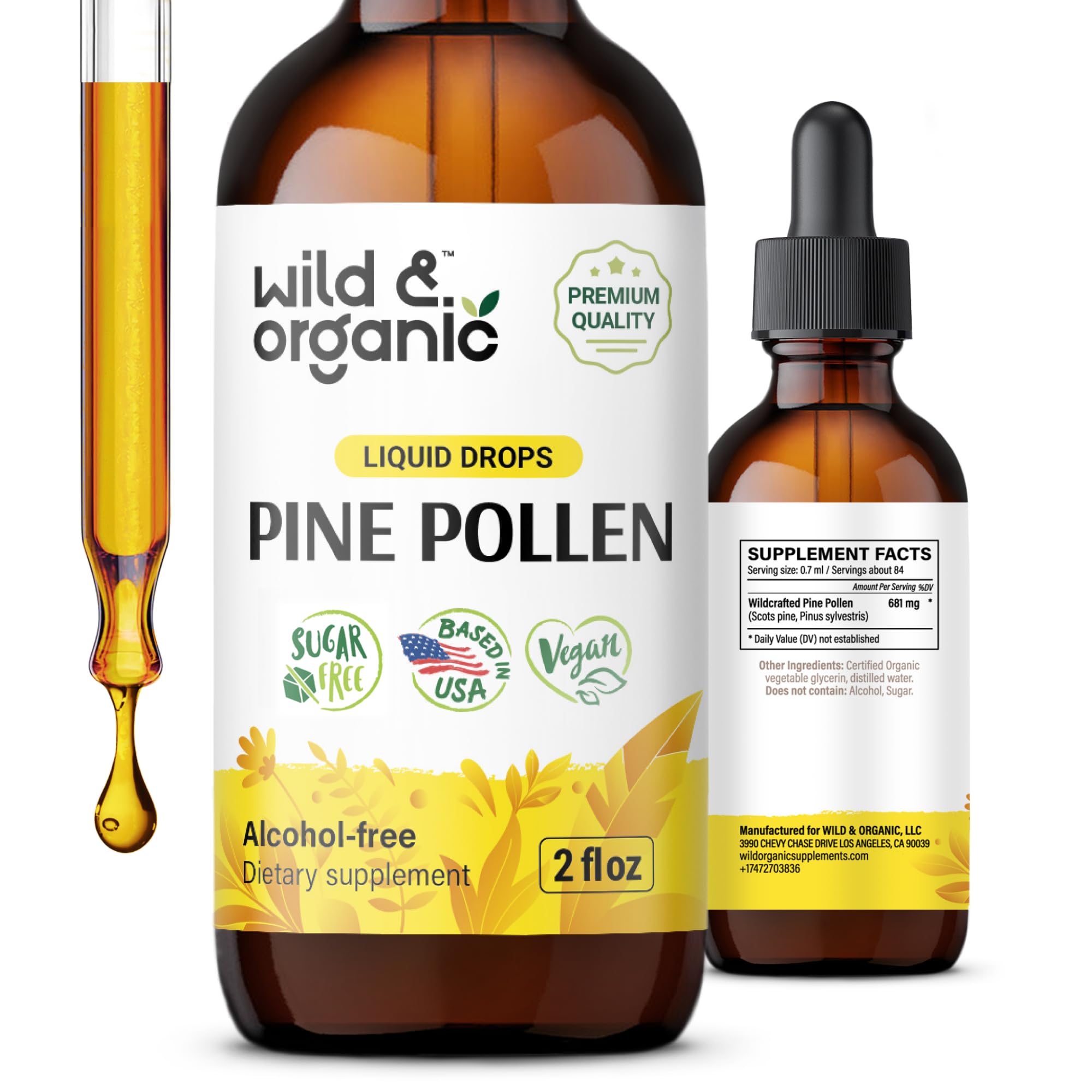 alcohol-free pine pollen drops for wellness