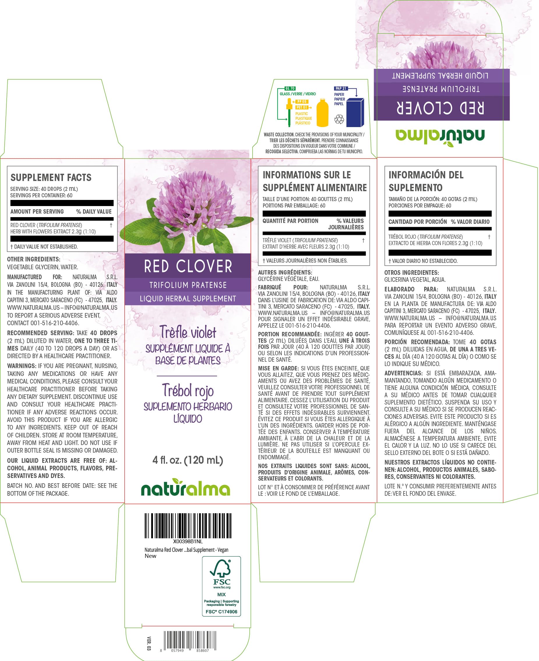 Alcohol-free red clover supplement