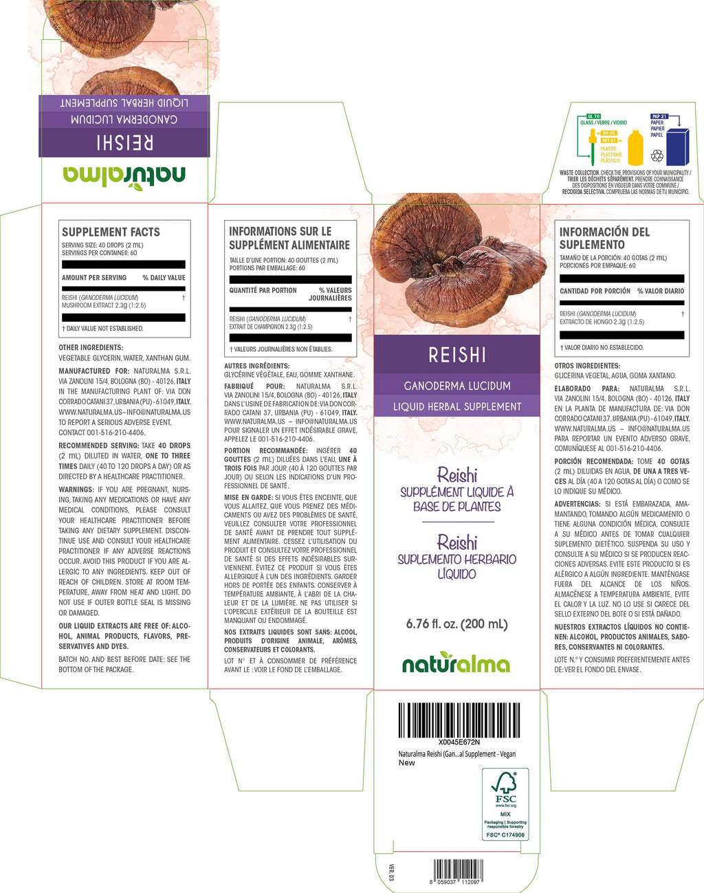 Alcohol-free reishi mushroom extract