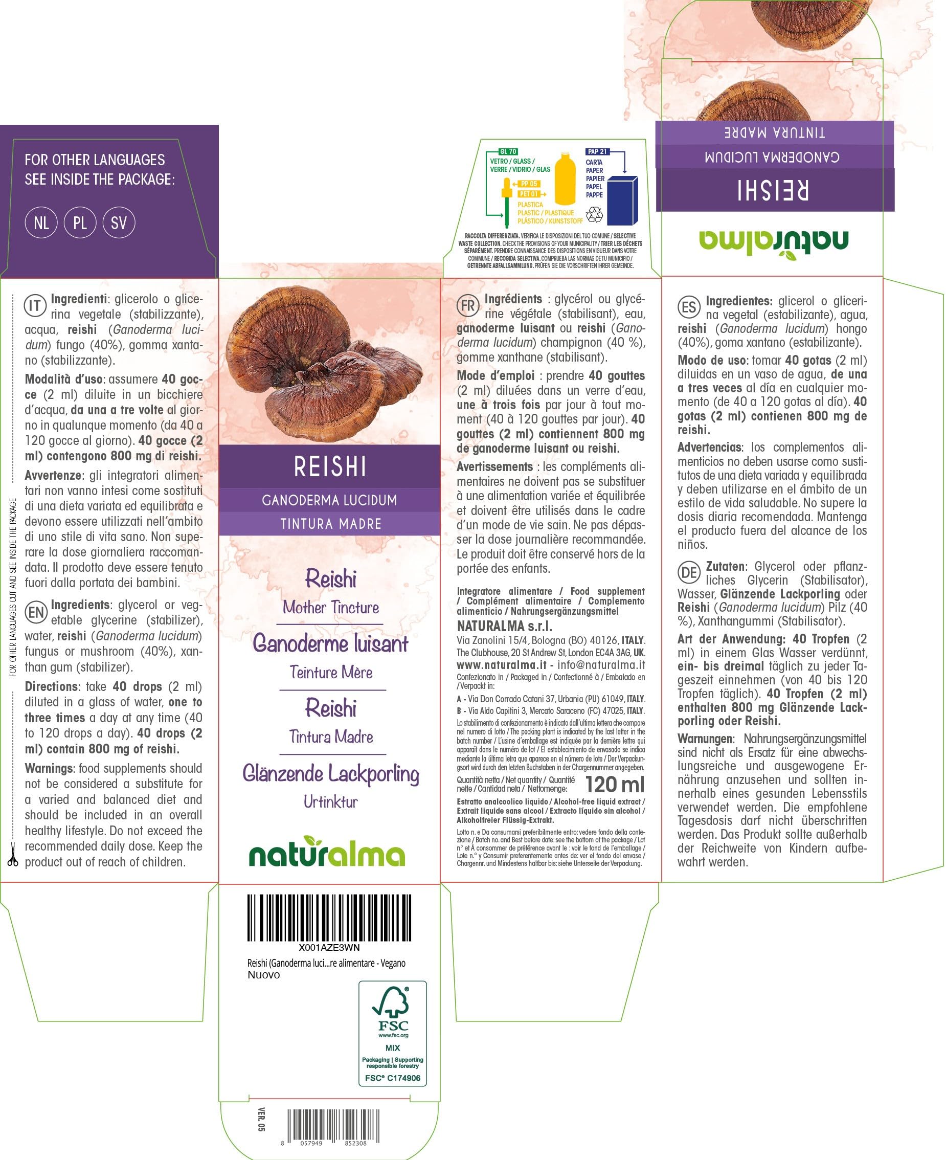 Alcohol-free Reishi mushroom extract