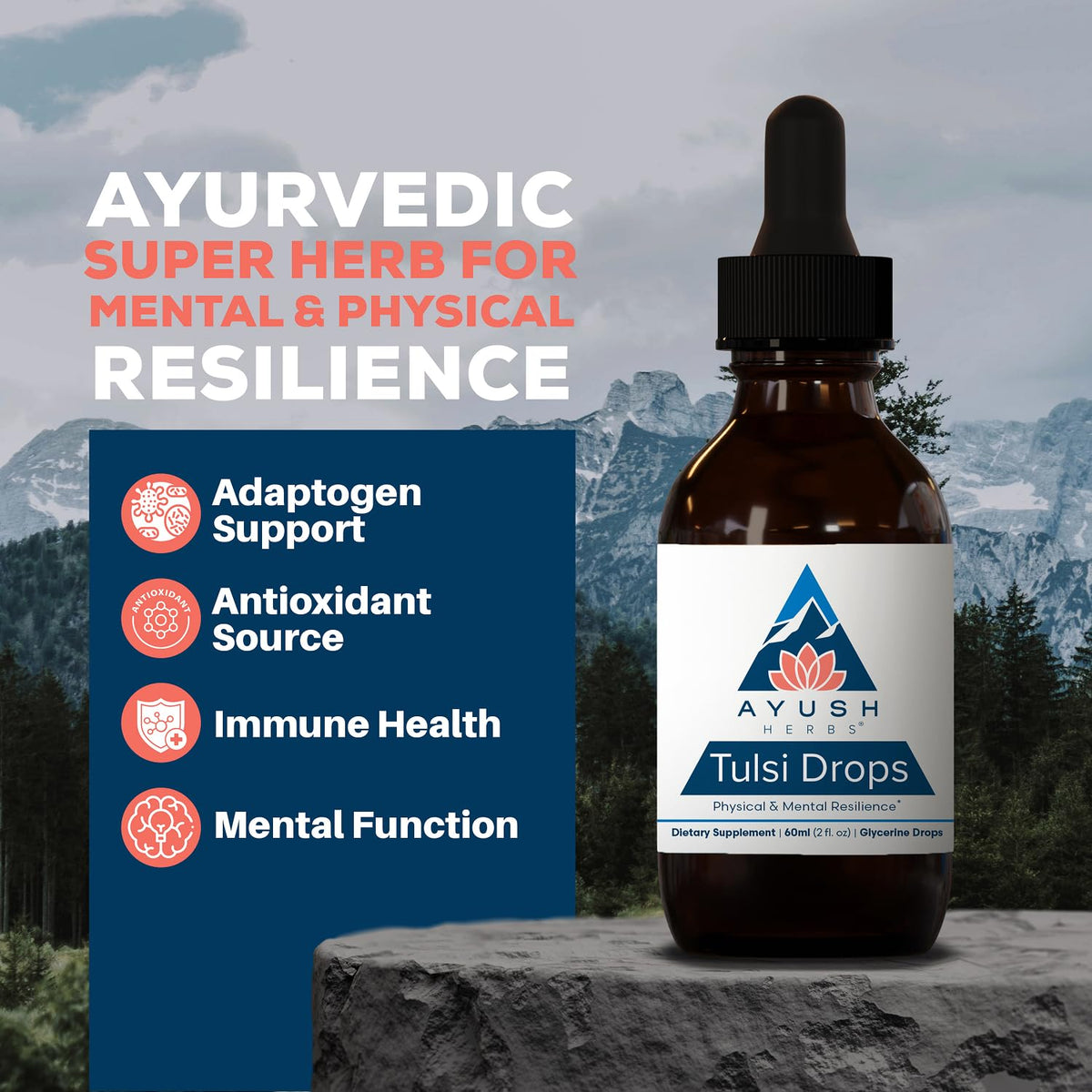 Alcohol-free Tulsi Drops for stress relief