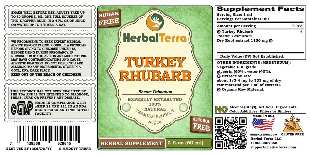Alcohol-free Turkey Rhubarb herbal extract