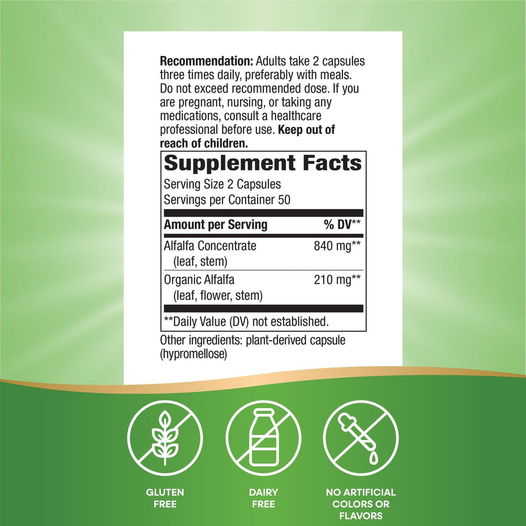 Alfalfa capsules for digestive health