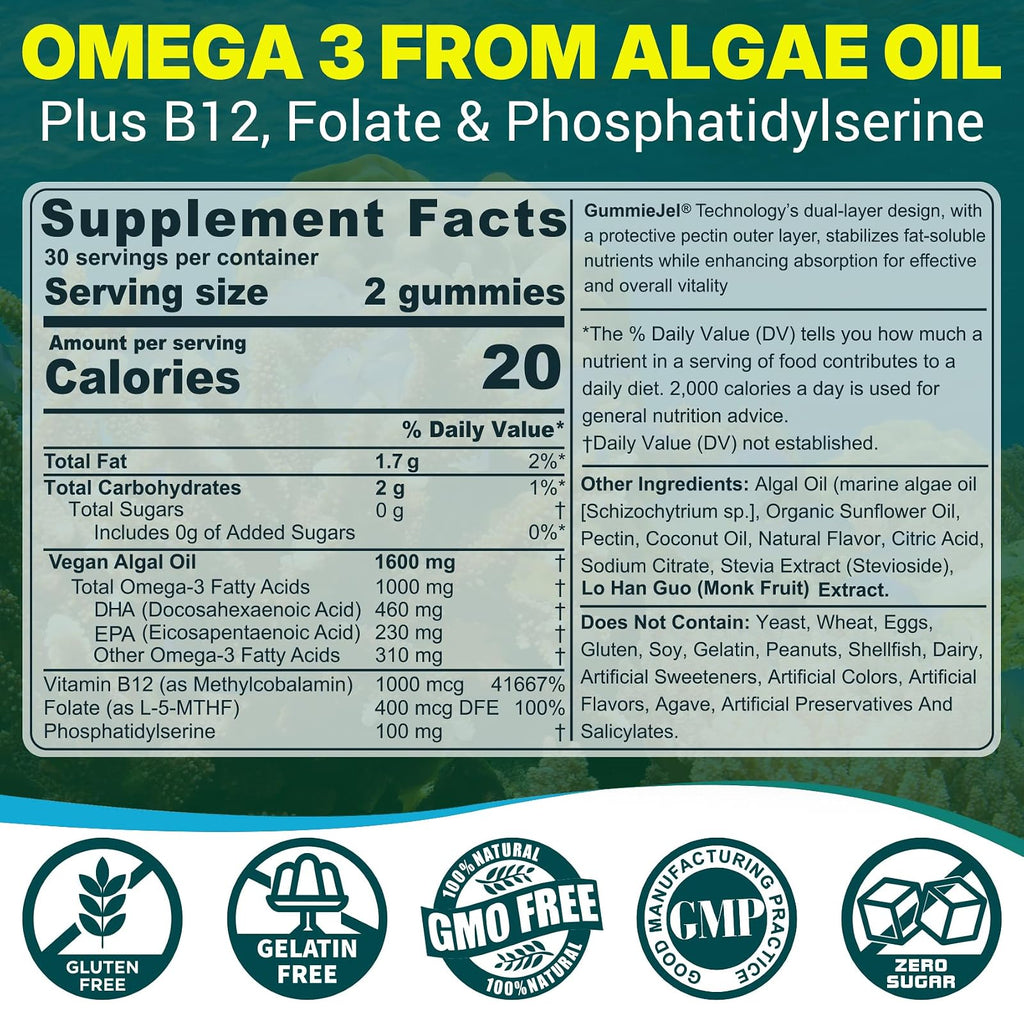 Algae omega 3 vegan supplement