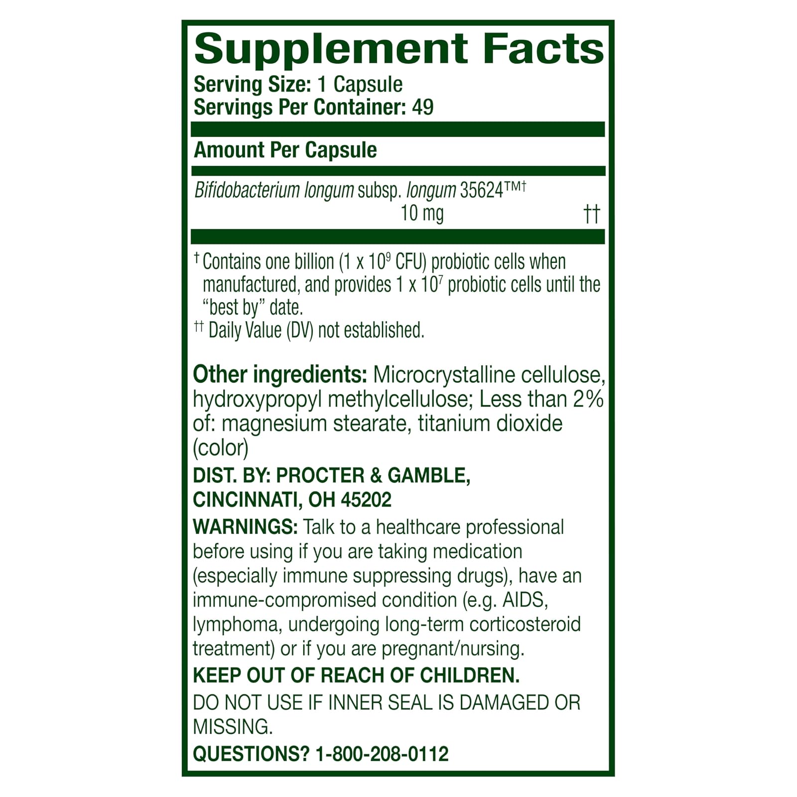 Align probiotic capsules for all ages