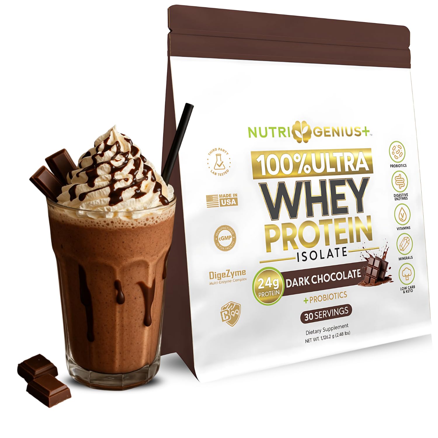 All-in-One Nutrition chocolate whey protein isolate