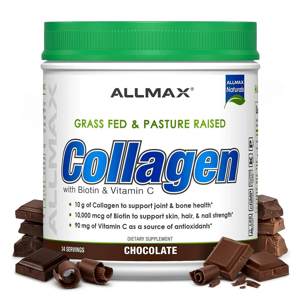 ALLMAX collagen peptides chocolate powder