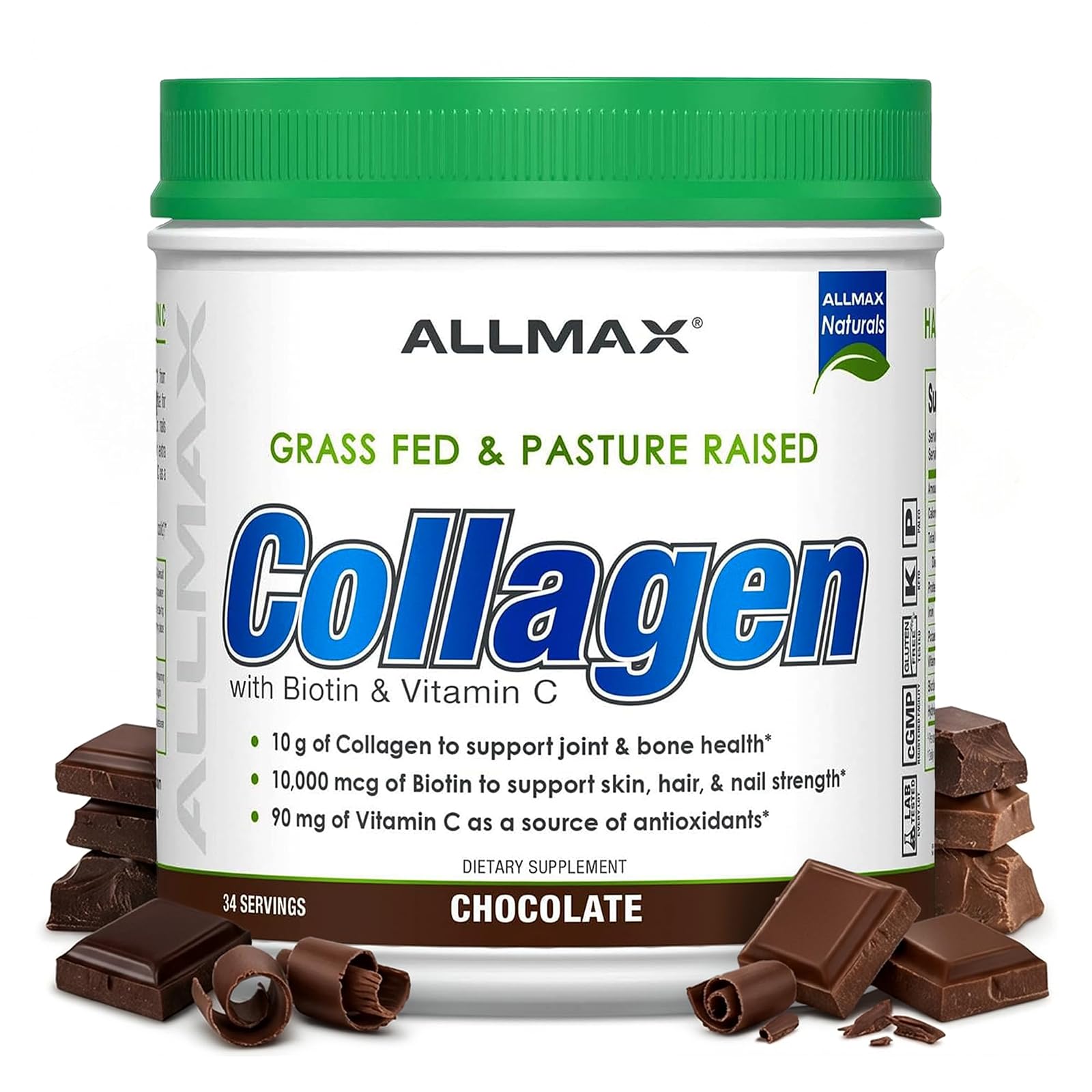ALLMAX collagen peptides chocolate powder