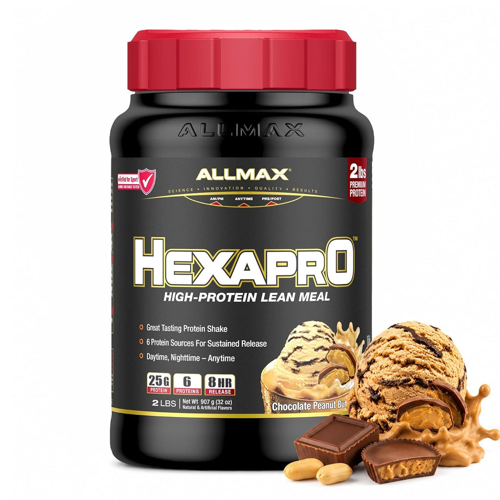 ALLMAX HexaPro chocolate peanut butter protein powder