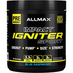 ALLMAX pre-workout powder blue raspberry
