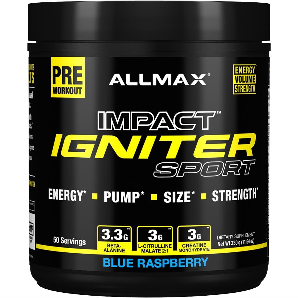 ALLMAX pre-workout powder blue raspberry