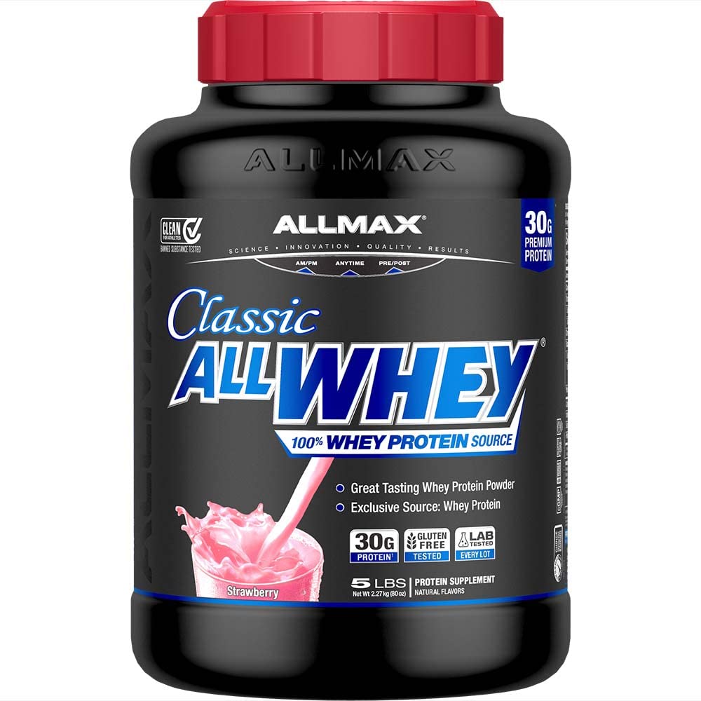 ALLMAX whey protein powder strawberry flavour