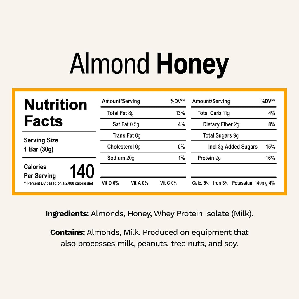 Almond honey protein bars snack