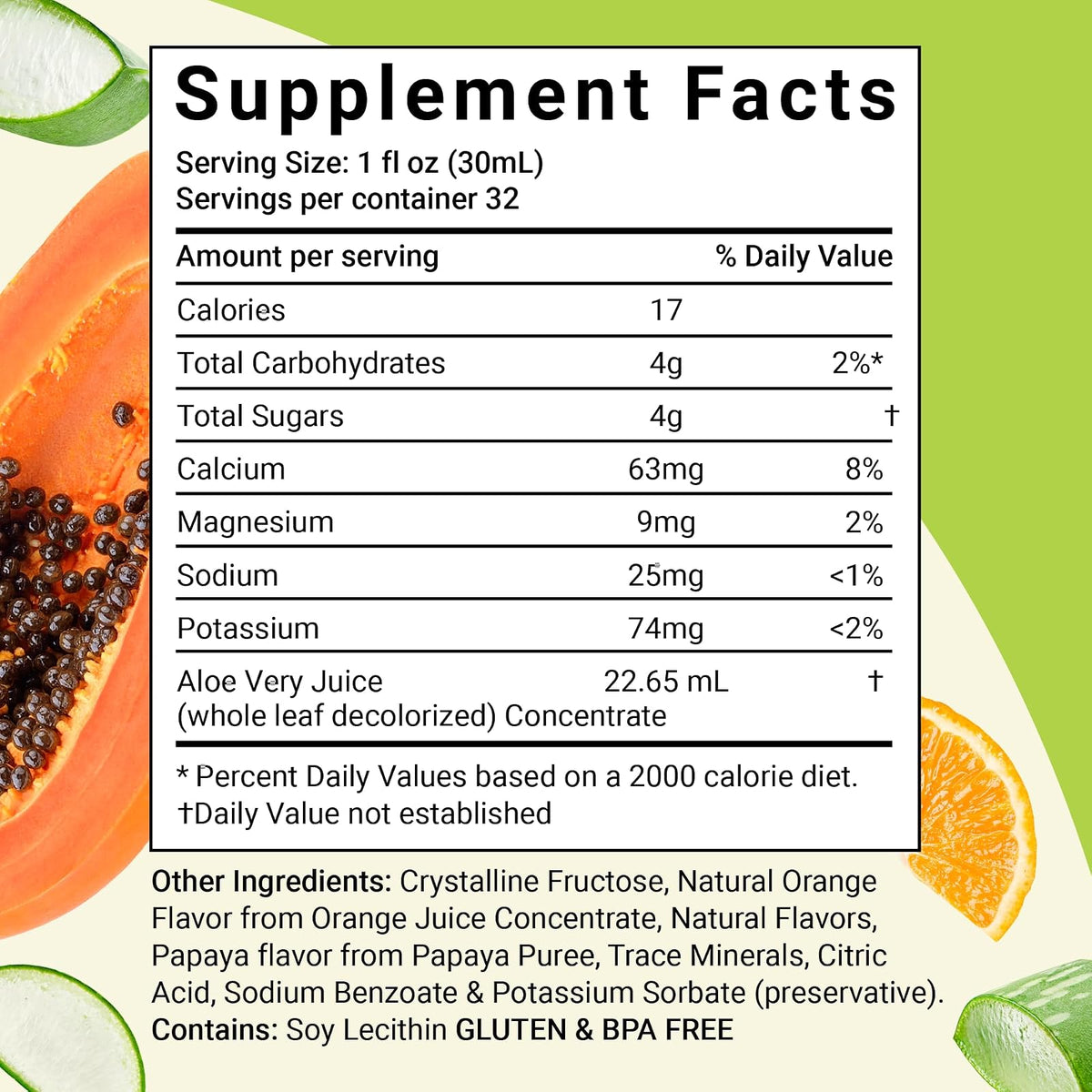 Aloe Vera juice with orange papaya