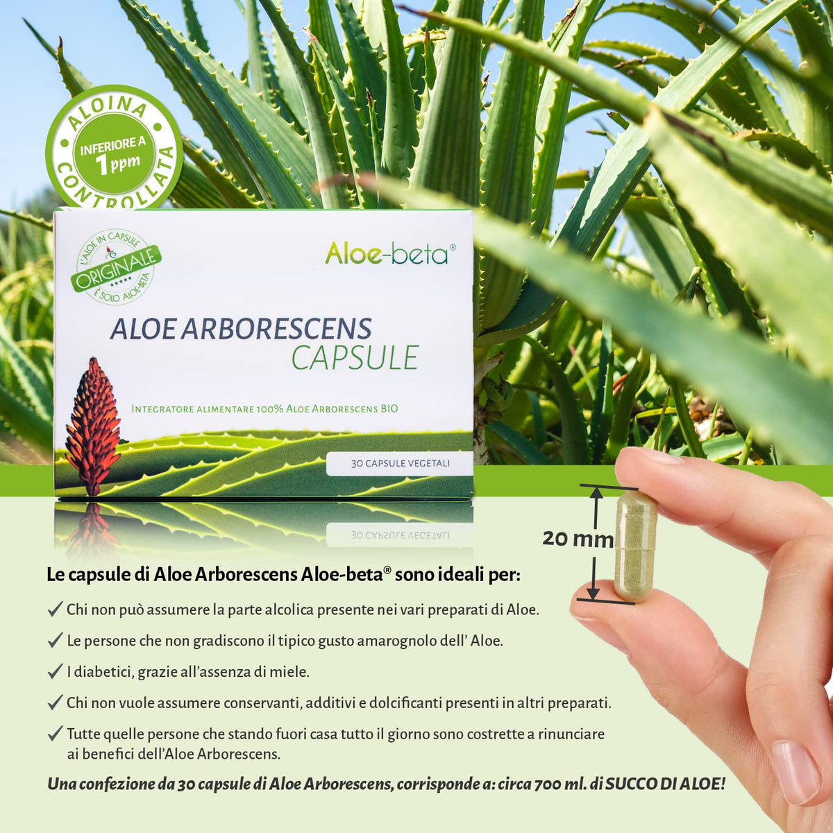 ALOEBETA Aloe Arborescens herbal supplement