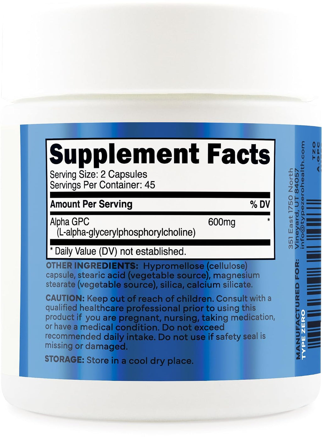 Alpha GPC 600 mg for mental clarity