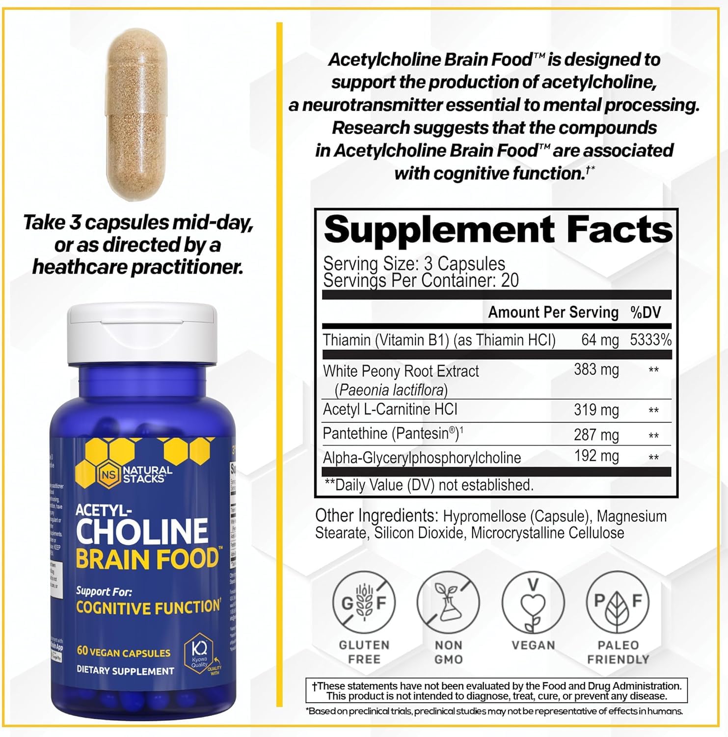 alpha GPC brain food supplement capsules
