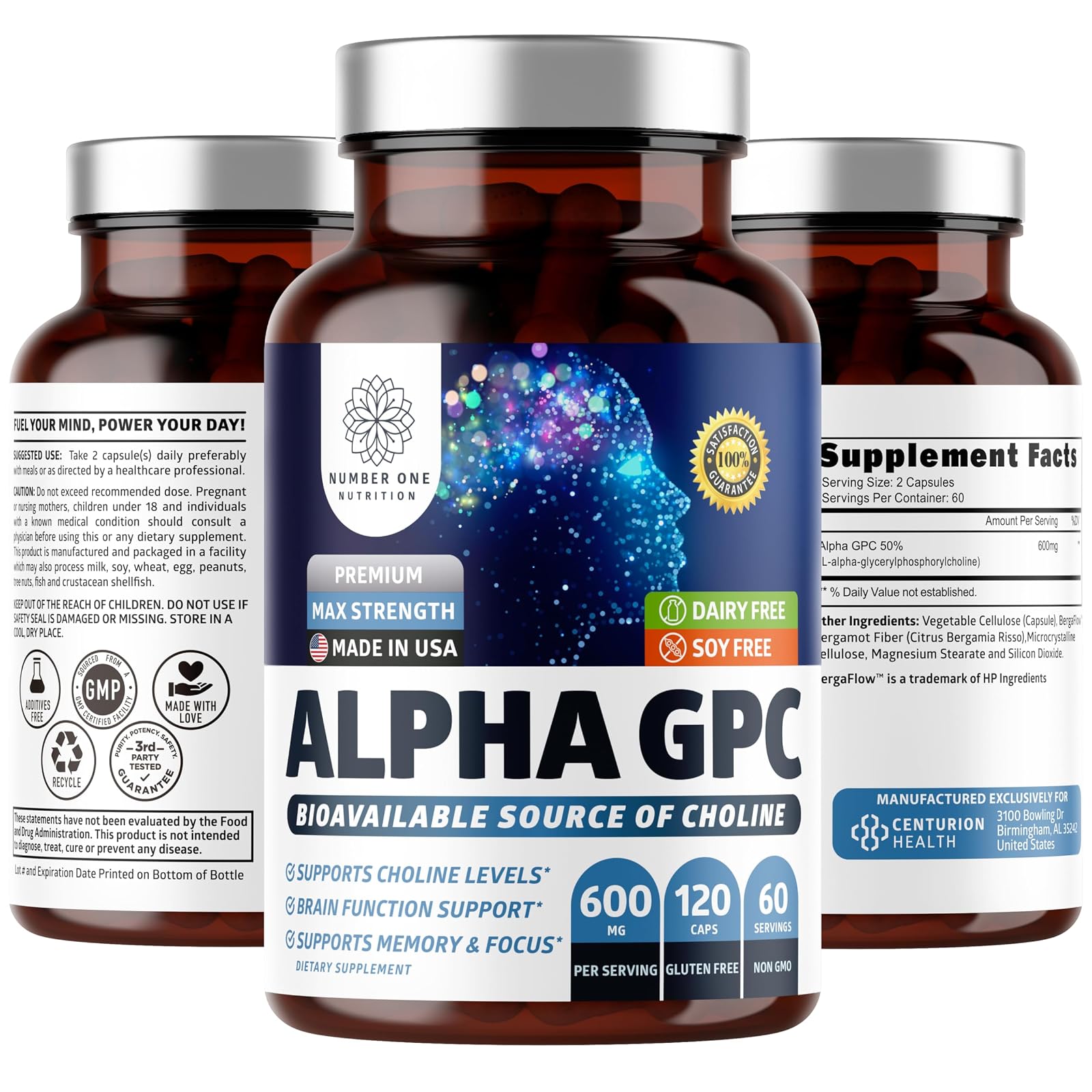 Alpha GPC Choline 600 mg capsules