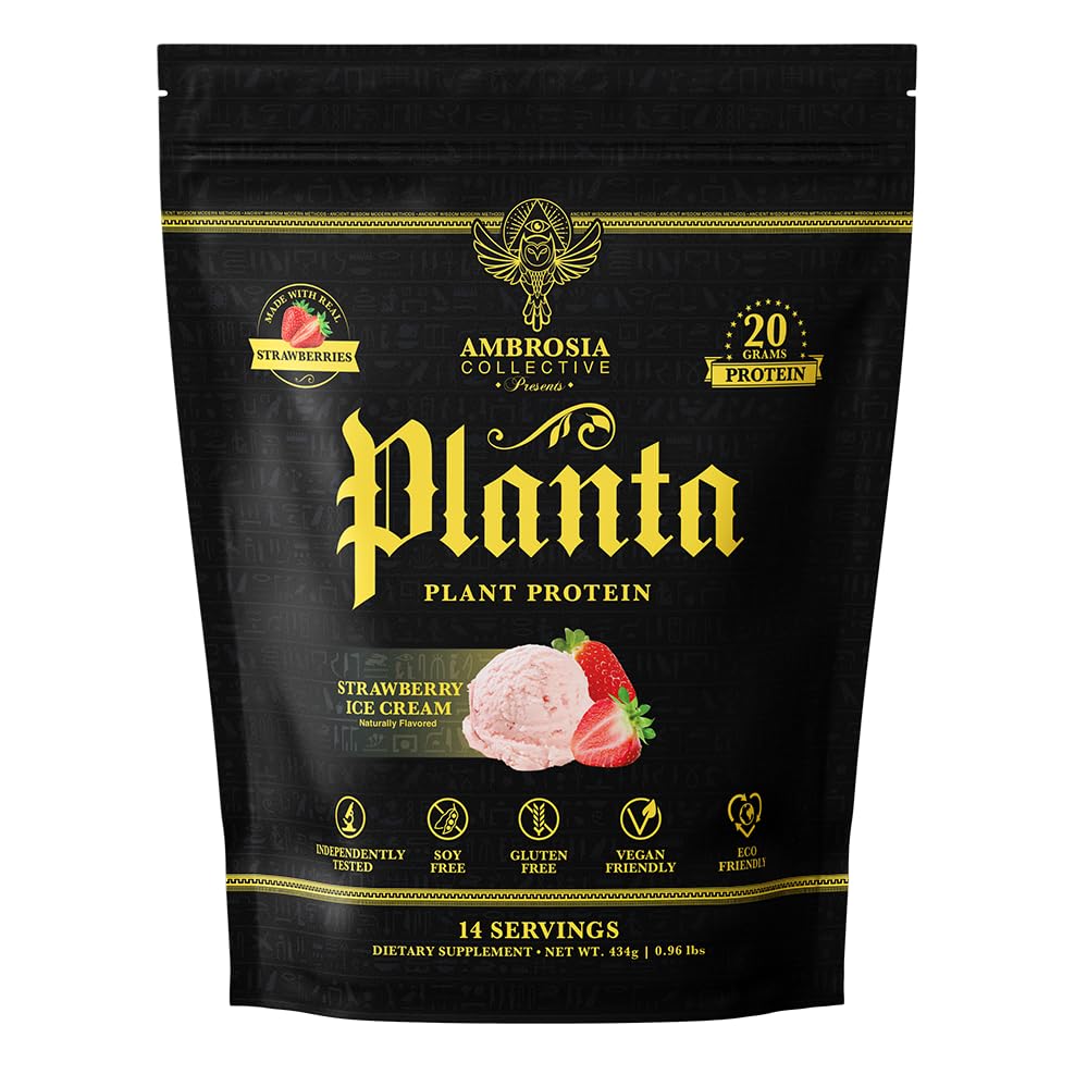 Ambrosia plant based protein powder strawberry ice