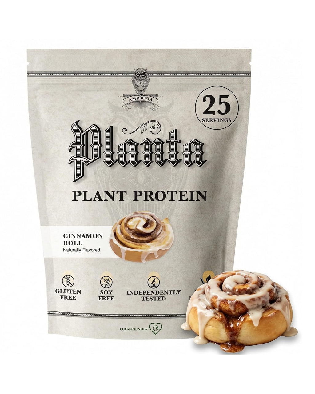 Ambrosia plant protein cinnamon roll