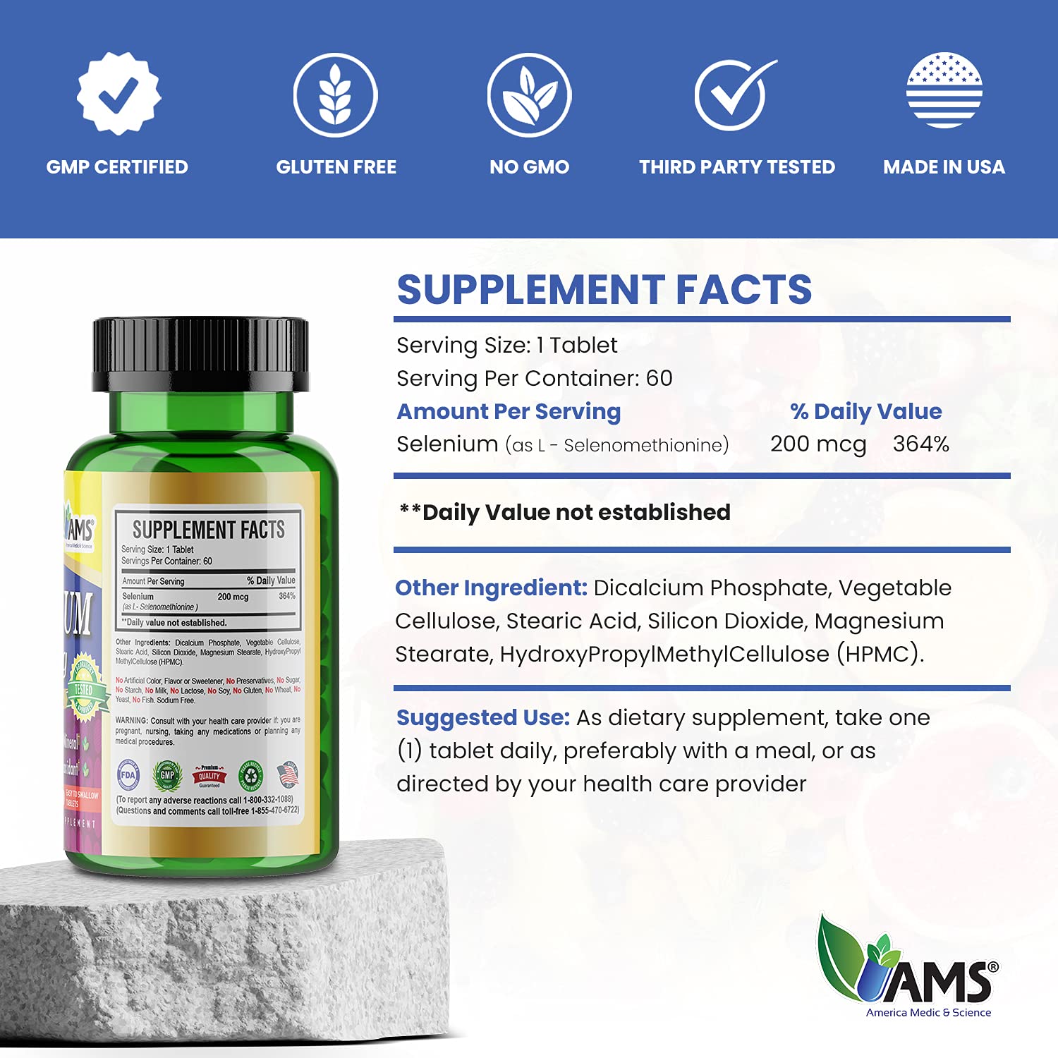 America Medic & Science 60 count selenium