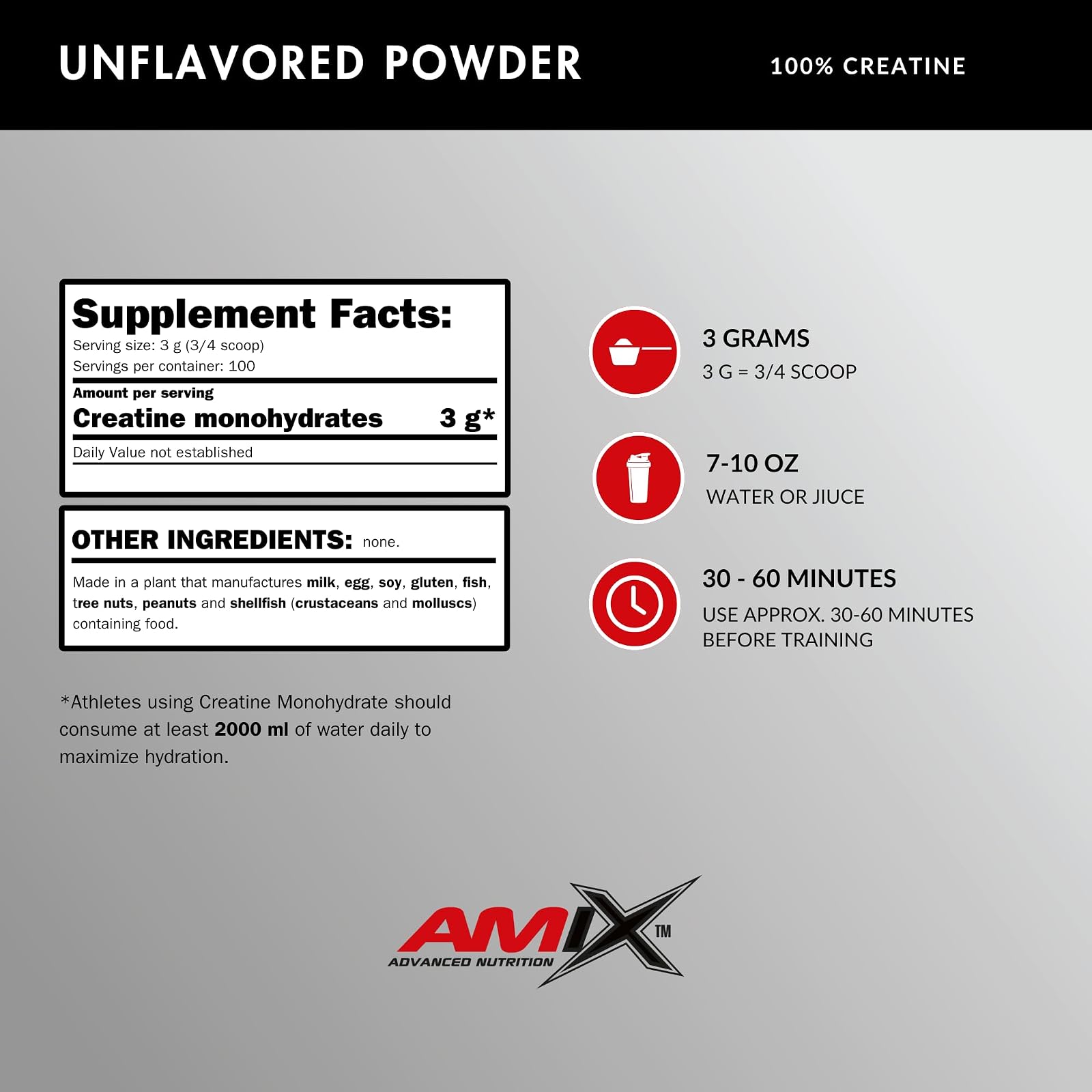Amix creatine monohydrate boosts performance