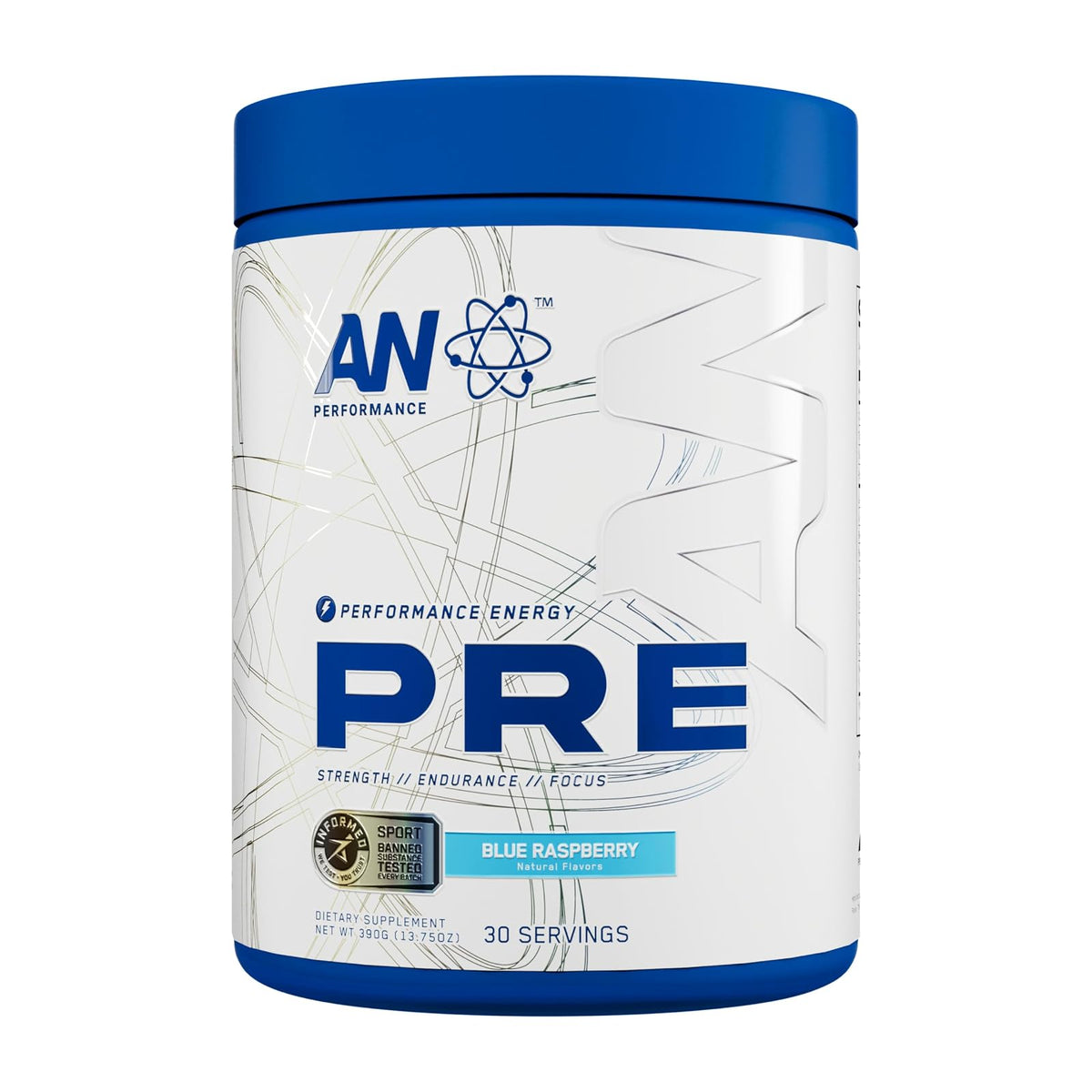 AN Performance pre-workout powder blue razz