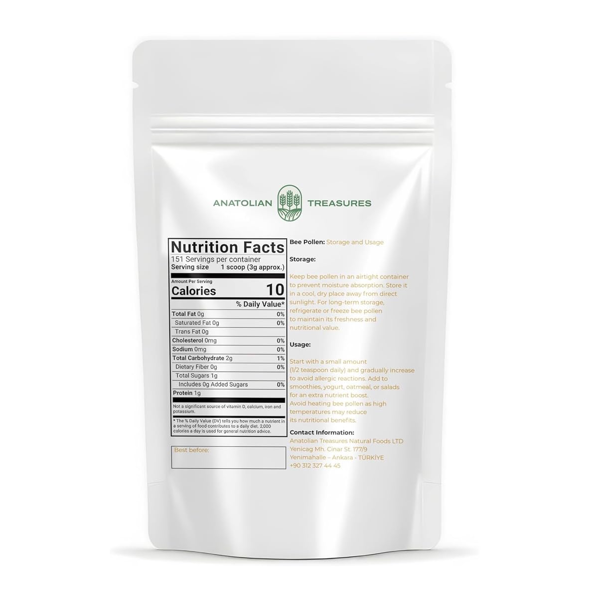 Anatolian Treasures bee pollen supplement
