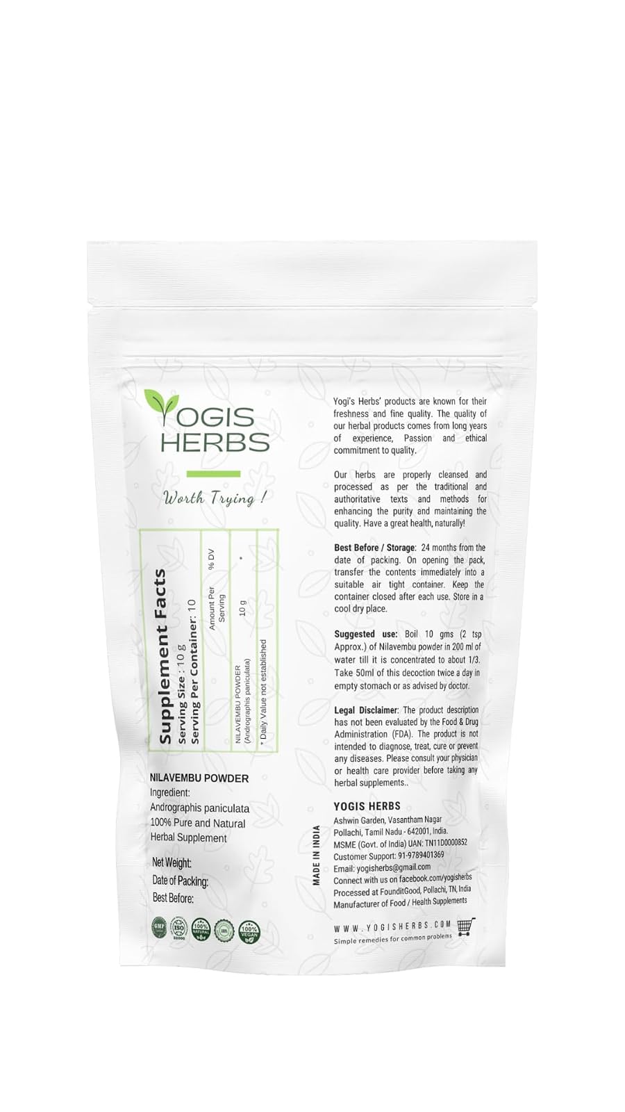 Andrographis herbal supplement for wellness