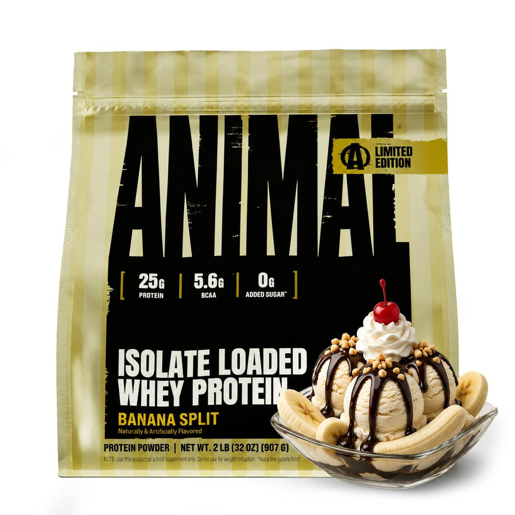 Animal whey protein isolate banana split