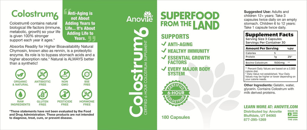 Anovite Colostrum multivitamins for wellness