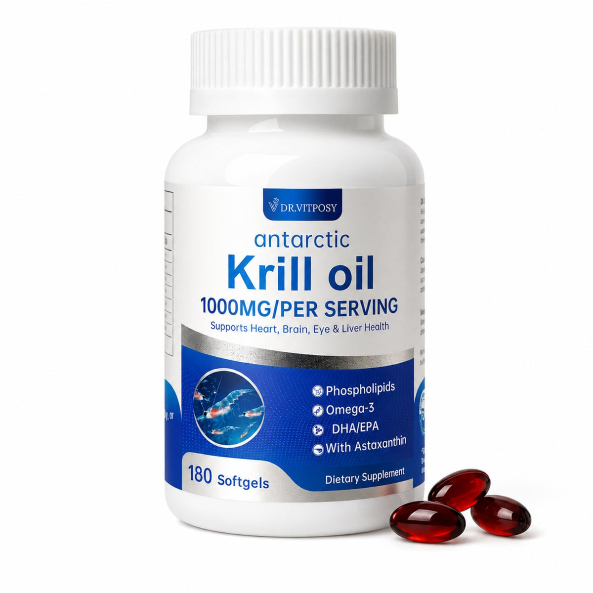 Antarctic krill oil softgels for heart health
