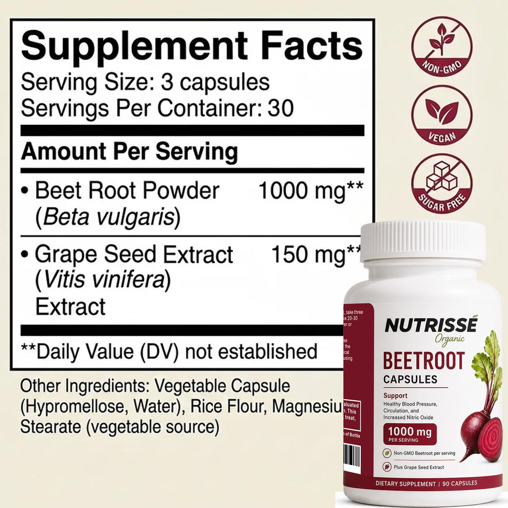 Antioxidant-rich beet root capsules