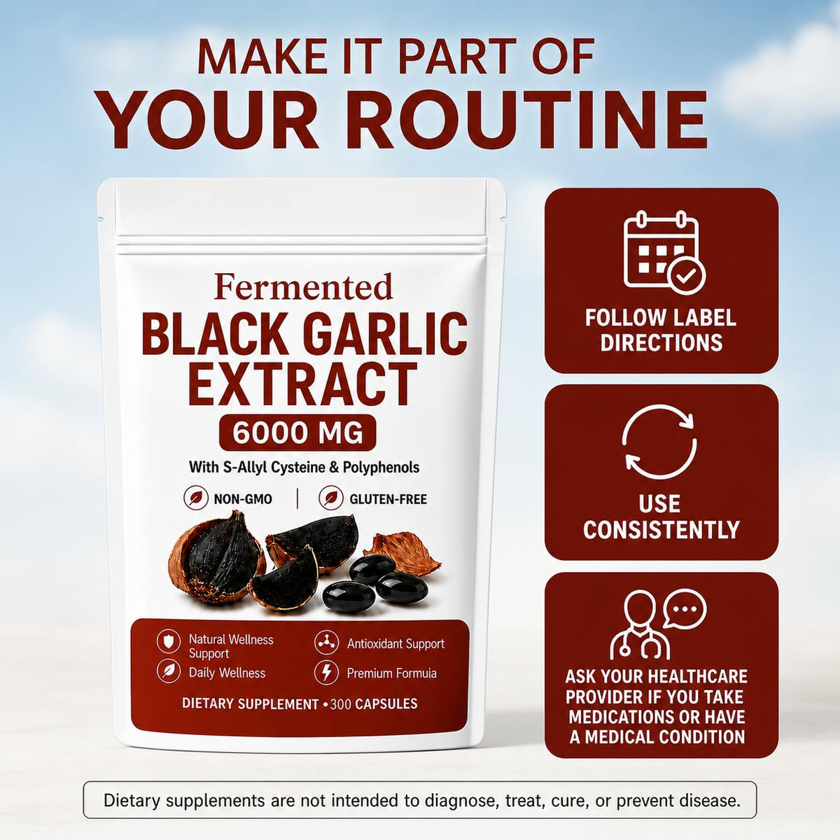 Antioxidant-rich black garlic capsules