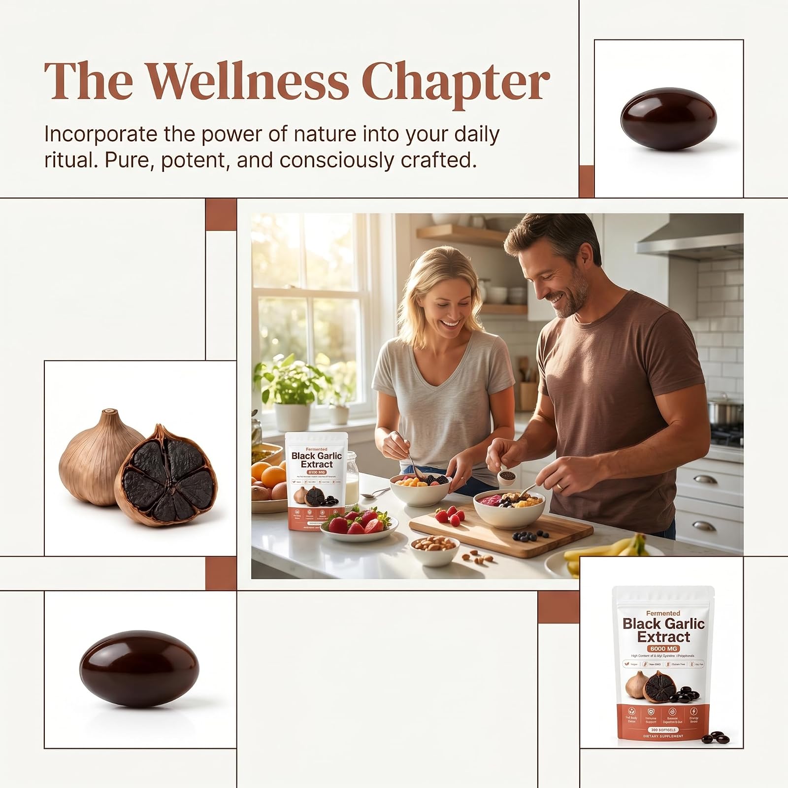 Antioxidant-rich black garlic supplement