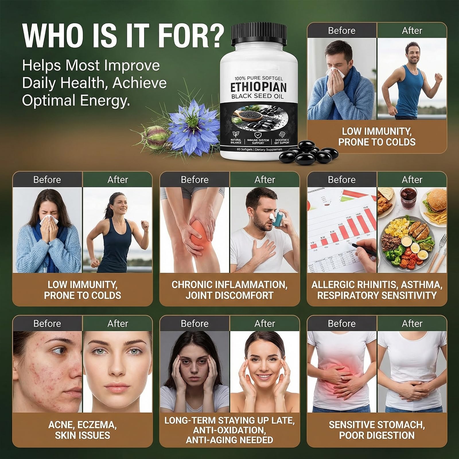 antioxidant-rich black seed oil capsules