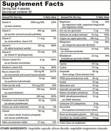 antioxidant-rich blended vitamin & mineral supplements