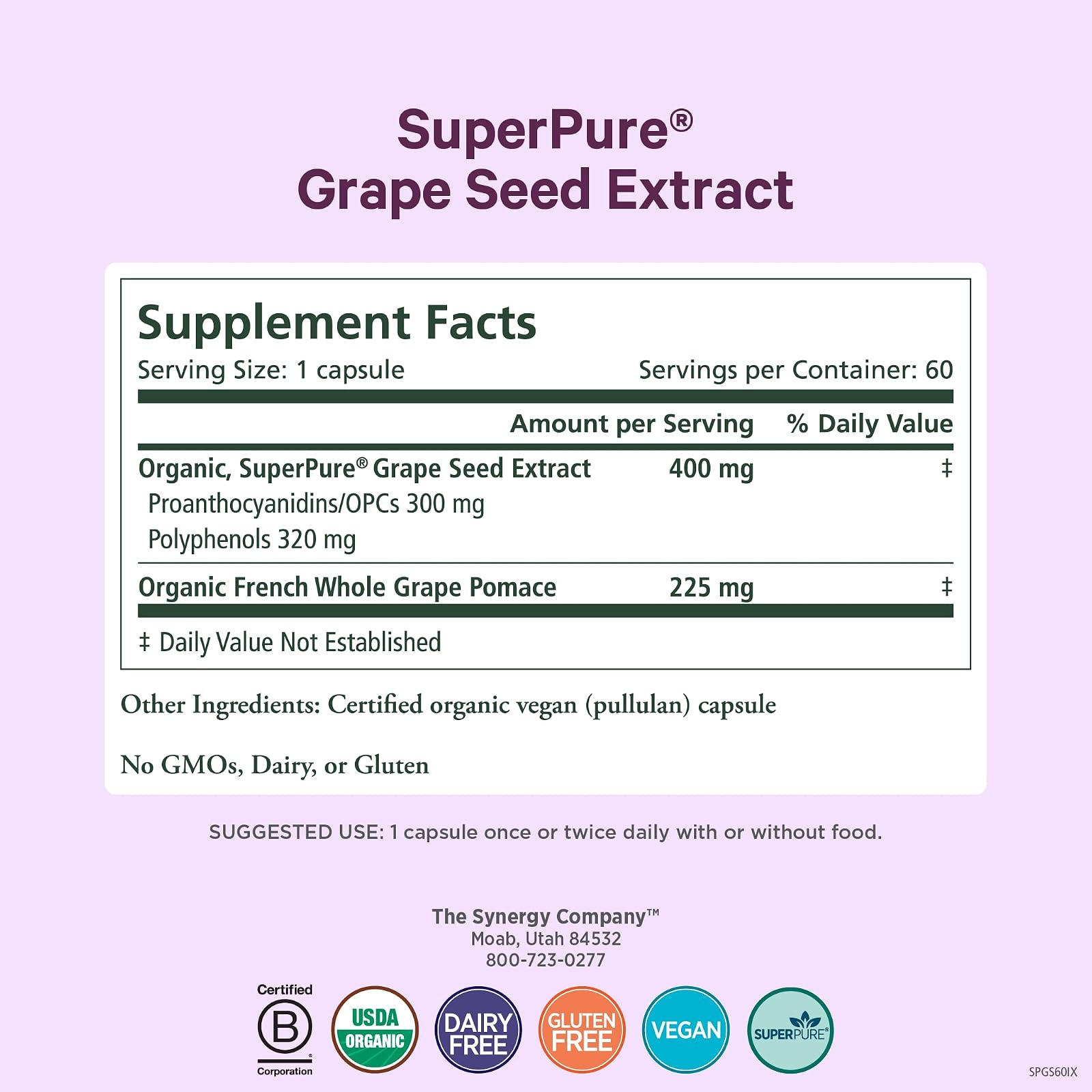 Antioxidant-rich grape seed supplement