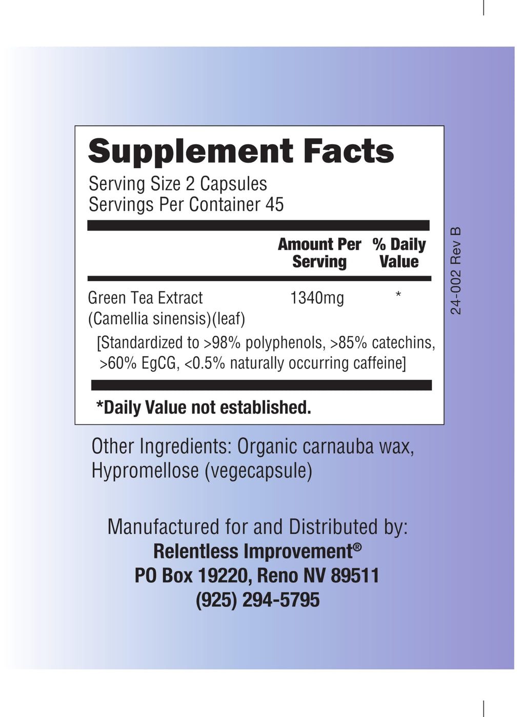 antioxidant rich green tea capsules