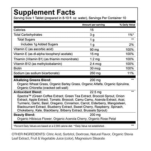 Antioxidant-rich green tea effervescent tablets