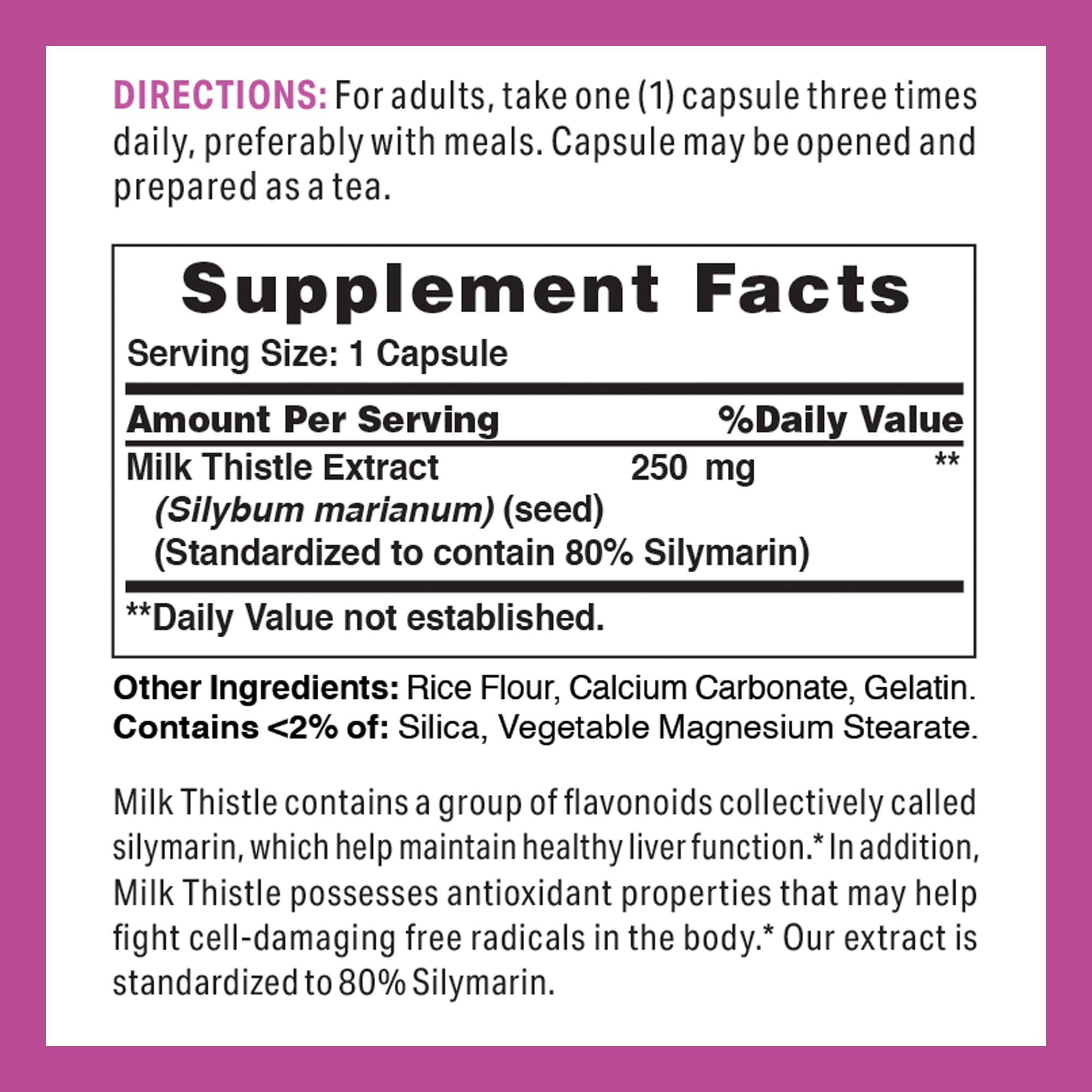 antioxidant-rich milk thistle supplement