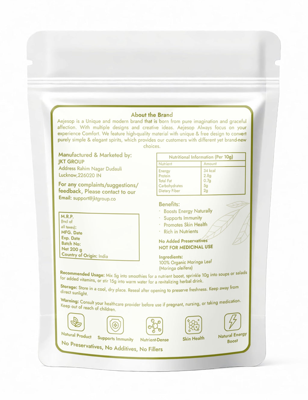 Antioxidant-rich Moringa leaf powder