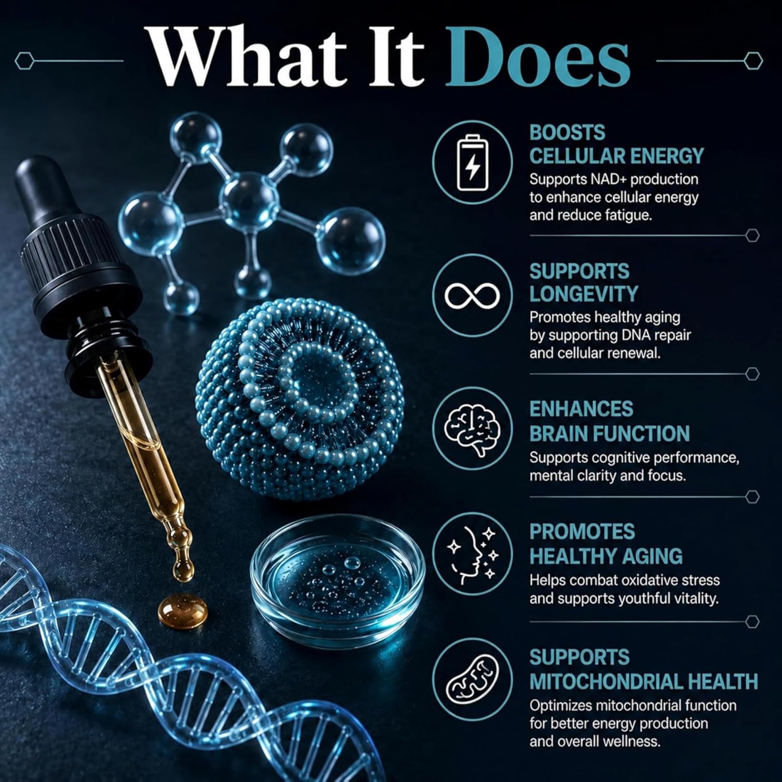 Antioxidant-rich NAD+ supplement