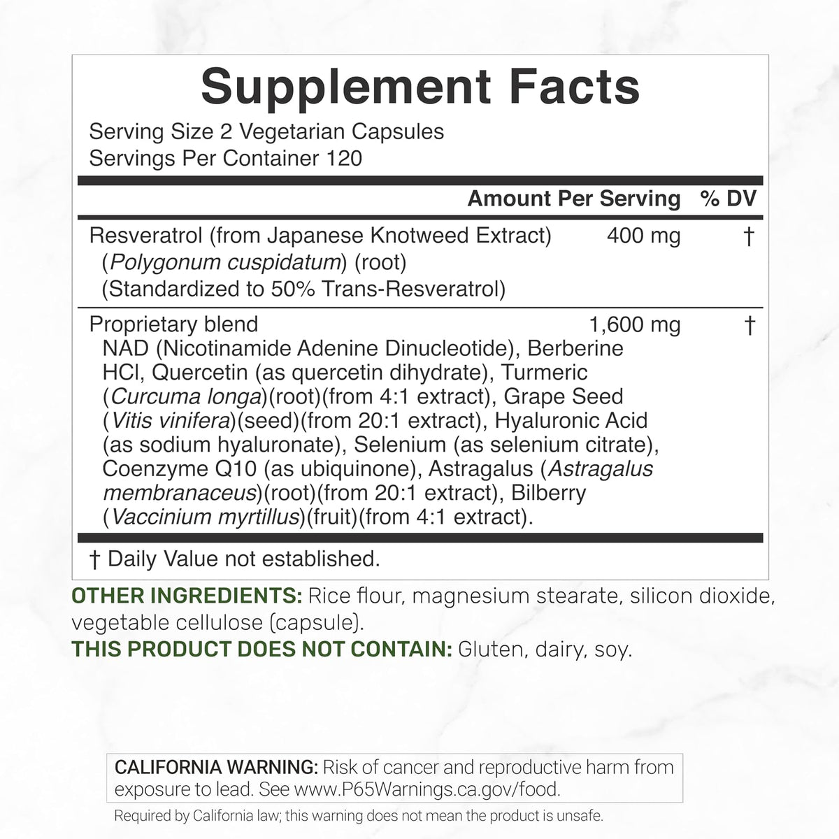 Antioxidant-rich Resveratrol veggie capsules