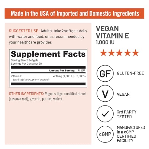 Antioxidant-rich vitamin E softgels