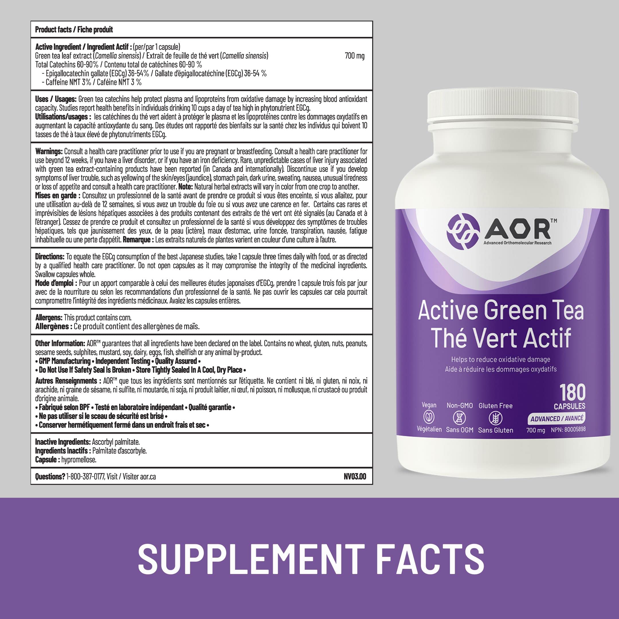 AOR green tea antioxidant properties
