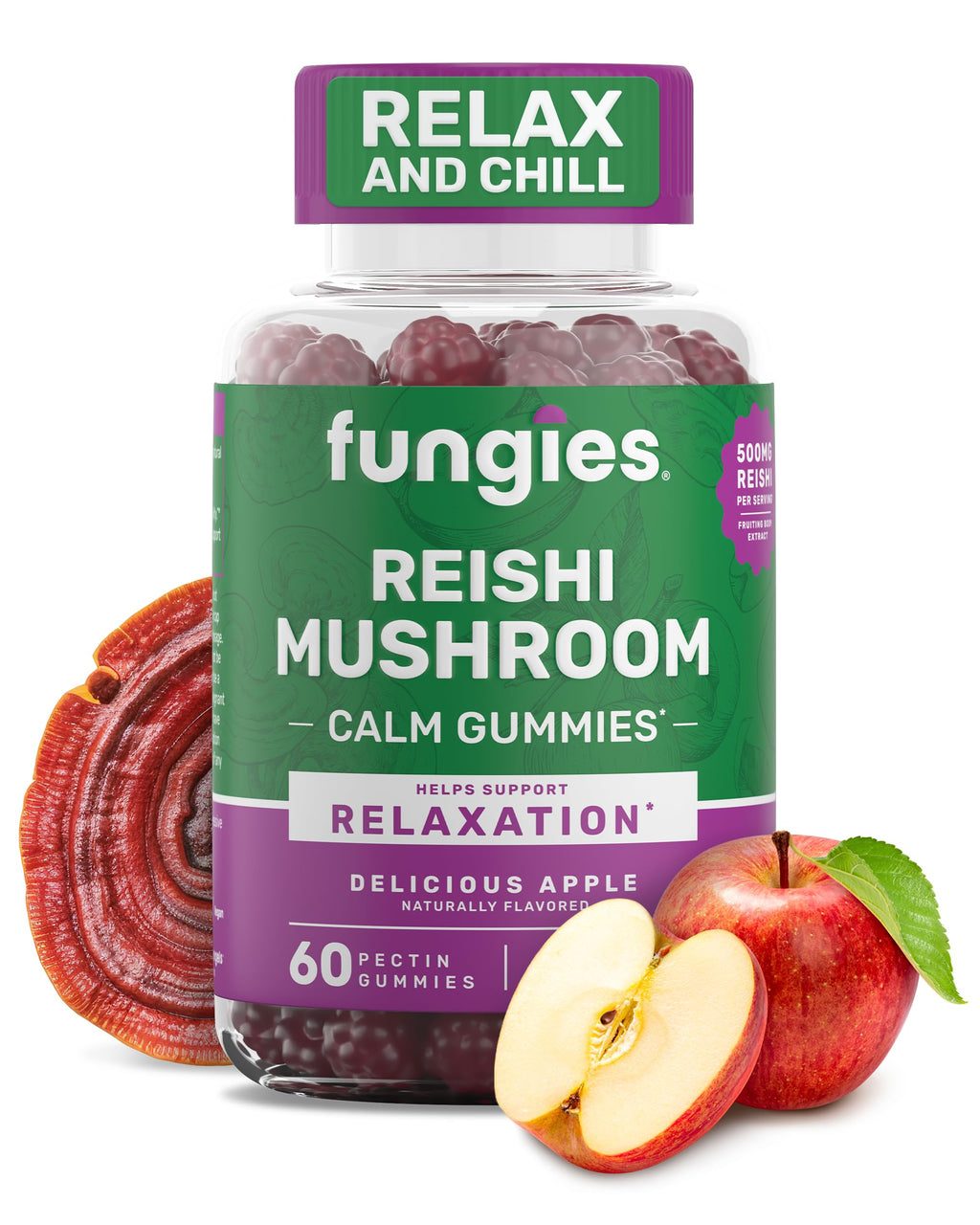 apple flavoured mushroom supplement gummies