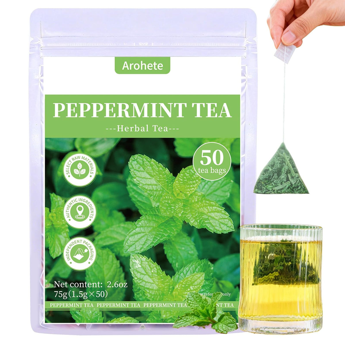 Arohete peppermint tea bags 50 count