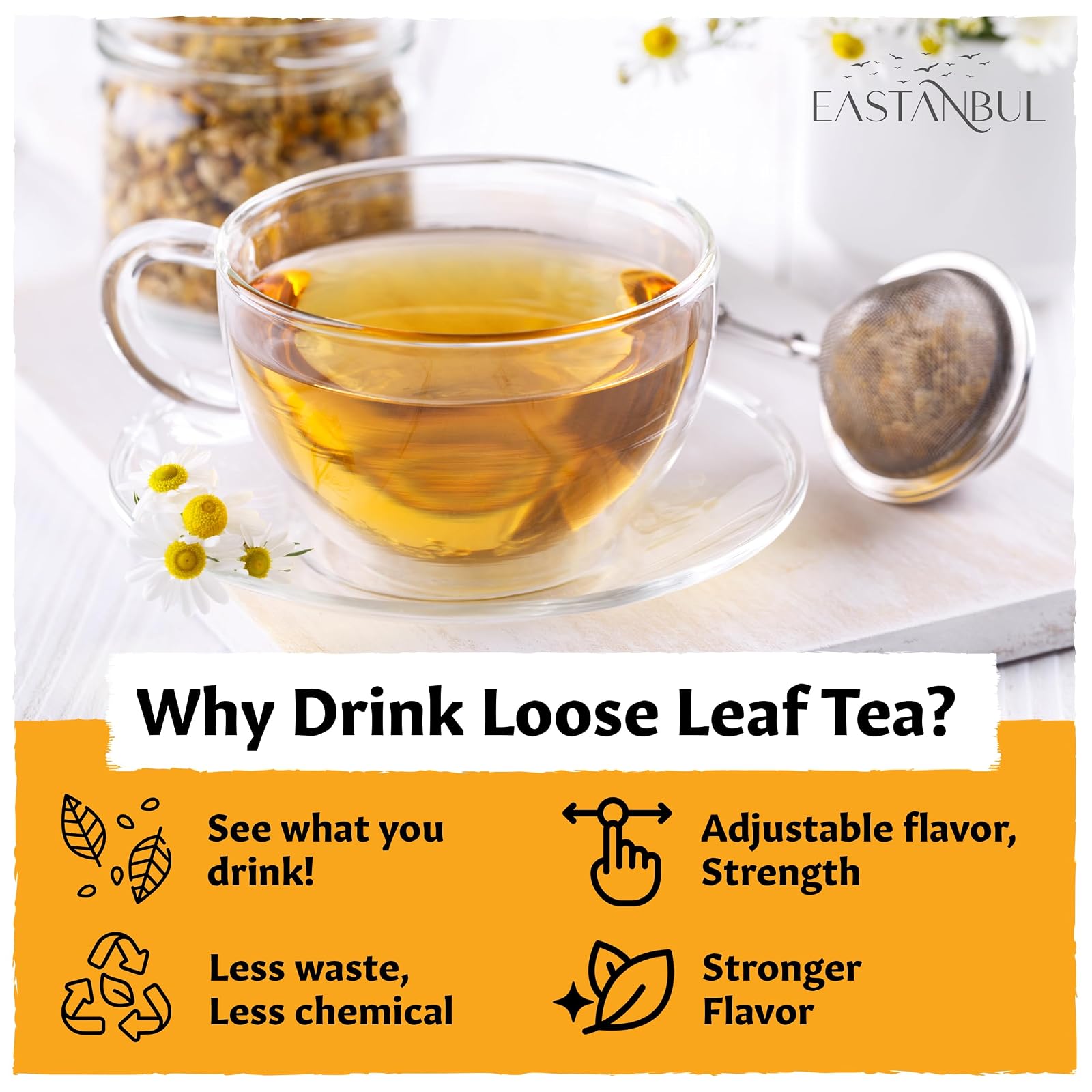 aromatic chamomile tea for stress relief